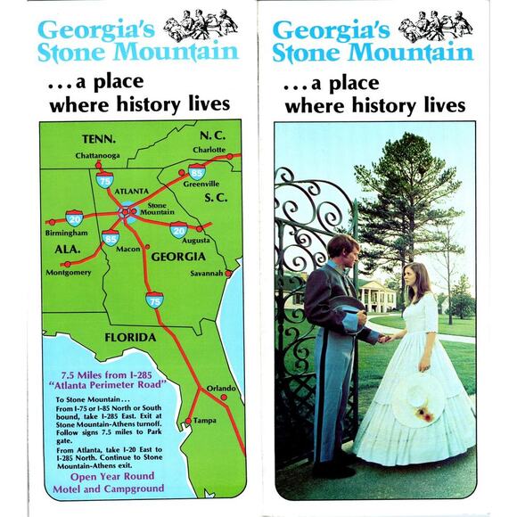 None | Accents | Vintage Georgias Stone Mountain Fold Out Map Brochure ...